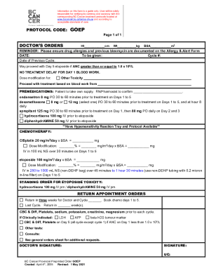 Fillable Online PROTOCOL CODE: GOEP DOCTOR'S ORDERS Fax Email Print ...