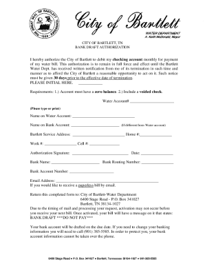 Fillable Online Authorization For Bank Draft Form Fax Email Print ...