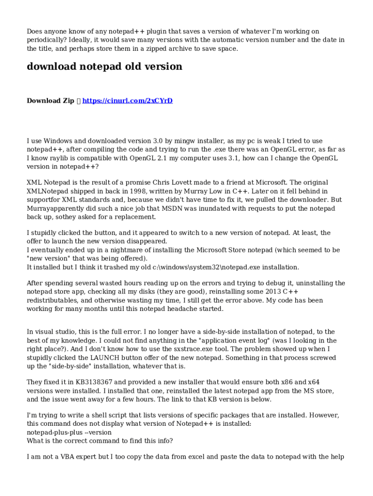 Fillable Online How To Restore A Previous Version Of File In Notepad Fax Email Print Pdffiller