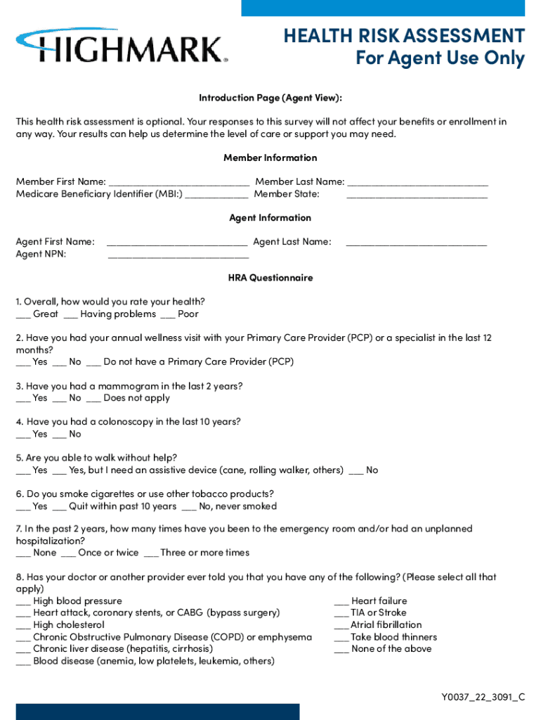 Fillable Online Highmark-Health-Risk-Assessment.pdf Fax Email Print ...