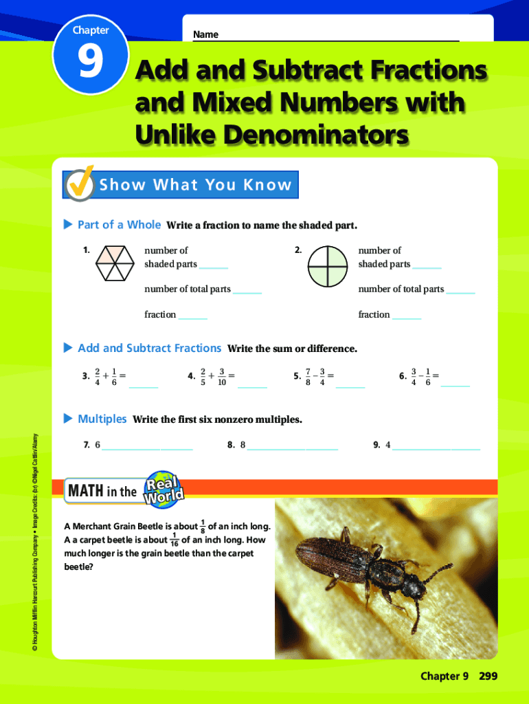 Fillable Online Add and Subtract Fractions and Mixed Numbers with ...