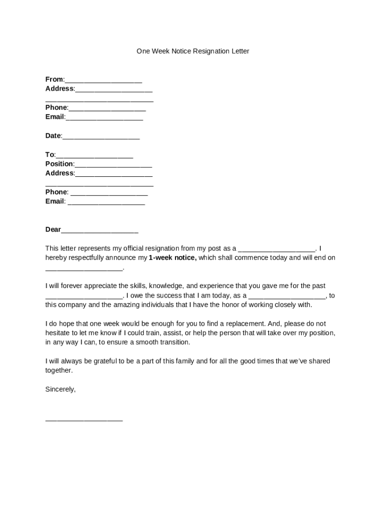 Fill - Free RESIGNATION LETTER PDF Doc Template | pdfFiller
