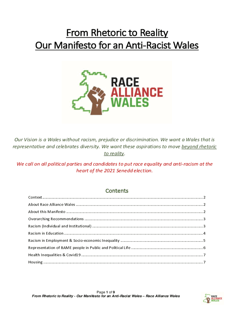 Fillable Online c3sc org 41912 An Anti-Racist Wales - Race Equality ...