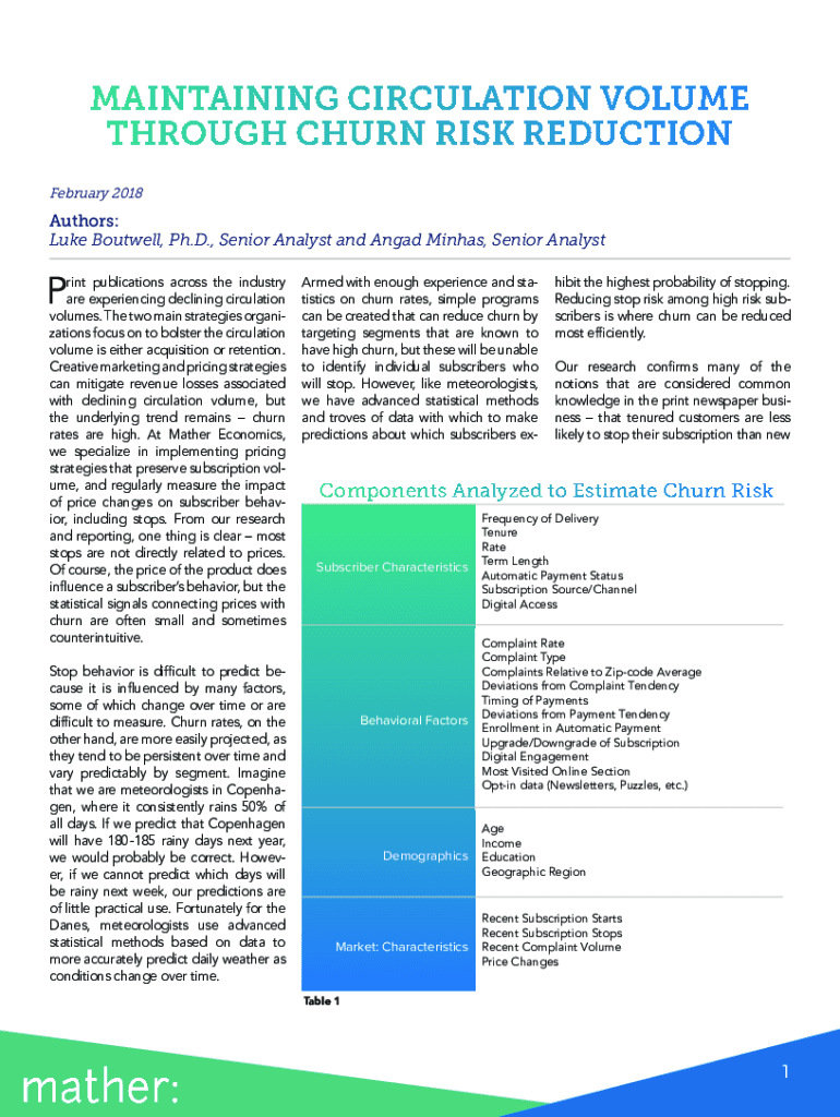 Fillable Online Maintaining-Circulation-Volume-through-Churn-Risk ...
