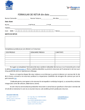 Fillable Online FORMULAR DE RETUR din data Fax Email Print - pdfFiller