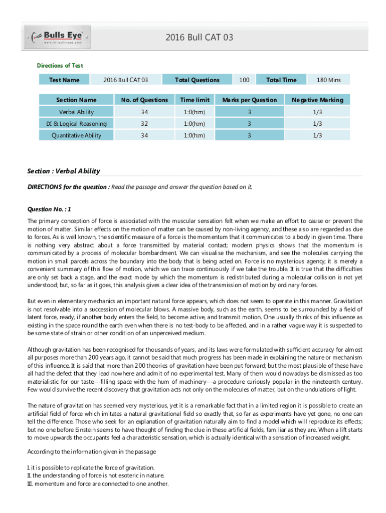 Fillable Online 30 DIRECTIONS for questions 1 to 3: The following Fax Email Print - pdfFiller