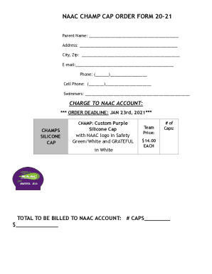 Fillable Online NAAC GRATEFUL CHAMP Cap Order Form Fax Email Print ...