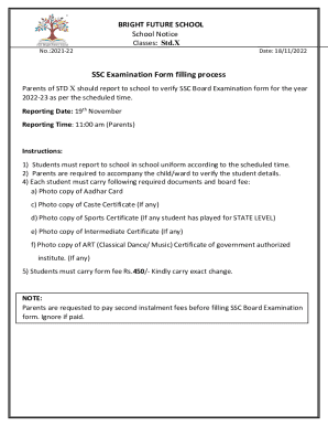 Fillable Online SSC Examination Form filling process - Bright Future ...