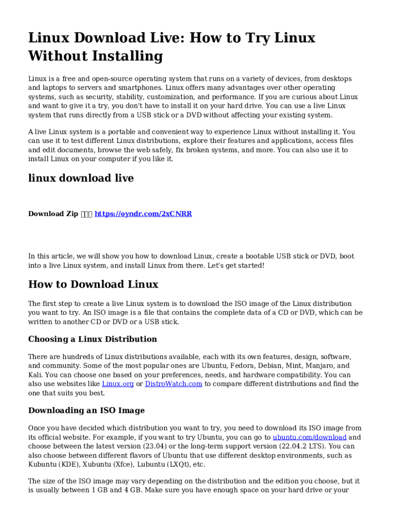 Fillable Online How To Try Linux Without Making Any Changes To Your PC Fax Email Print - pdfFiller