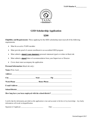 Fillable Online GED Scholarship Application $200 Fax Email Print ...