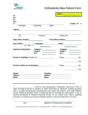 Fillable Online Orthodontic New Patient Form Fax Email Print - pdfFiller
