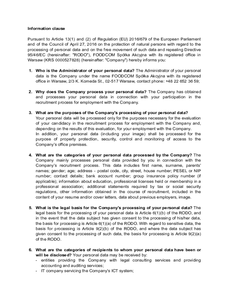 Fillable Online CONTROLLER - TO - PROCESSOR SCCs PART 1 ... Fax Email Print - pdfFiller