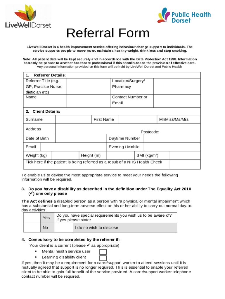 Get support to improve your health and wellbeing Doc Template | pdfFiller
