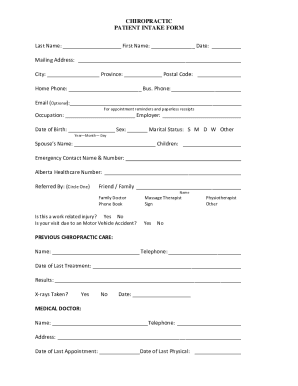 Fillable Online Create a Chiropractic Intake Form (With Form Template ...