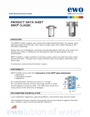 Fillable Online PRODUCT DATA SHEET EWO CLASSIC Fax Email Print - pdfFiller