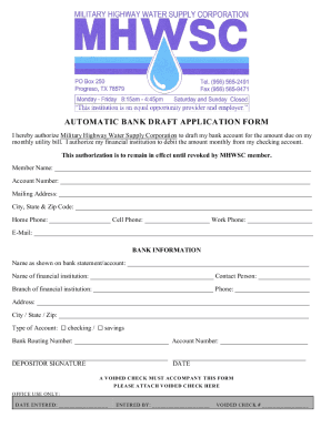 Fillable Online Military Highway Water Supply Corporation: Home Fax ...