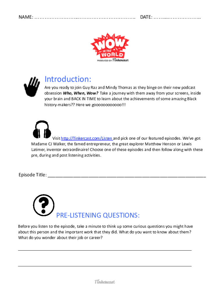 Fillable Online Wow in the World! Interview with Mindy Thomas and Guy ...