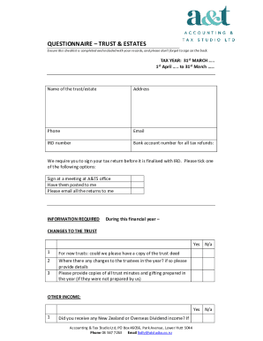 Fillable Online Final Return & Trust Return Checklist Fax Email Print ...