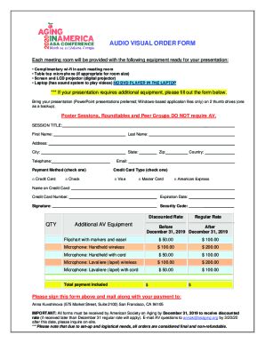 Fillable Online ONSITE A/V ORDER FORM Fax Email Print - pdfFiller