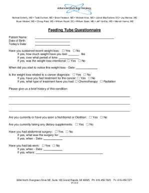 Fillable Online Feeding Tube Questionnaire Fax Email Print - pdfFiller