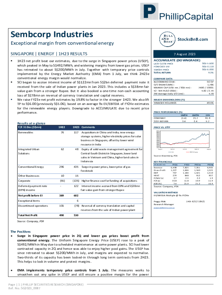 Fillable Online Singapore's Sembcorp sees upbeat results from key ... Fax Email Print - pdfFiller