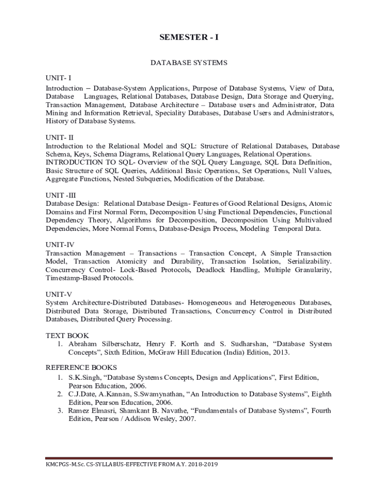 Fillable Online DBMS UNIT I Database System Applications Fax Email Print - pdfFiller