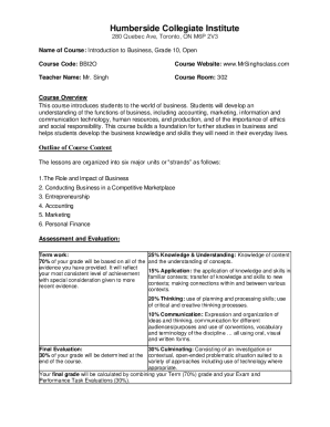 Fillable Online Humberside Collegiate Institute Fax Email Print - pdfFiller