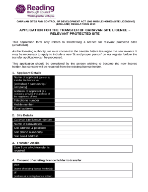 application for the transfer of caravan site licence Doc Template ...