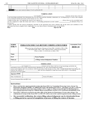 Fillable Online INDIAN INCOME TAX RETURN VERIFICATION FORM ... Fax ...