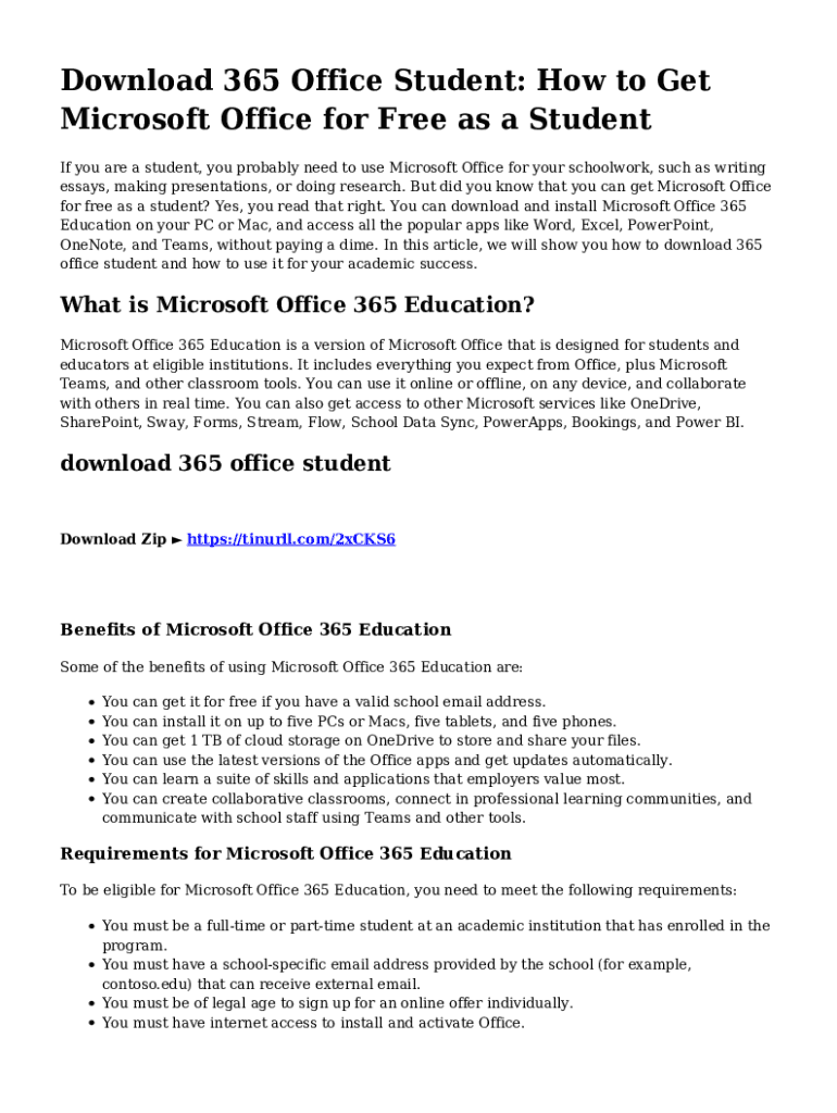 Fillable Online I am a student. How can I get Microsoft Office 365 without ... Fax Email Print ...