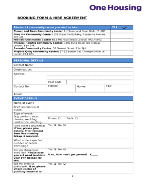 Booking Rental Contract/Special Event Permit ... - onehousing co Doc ...