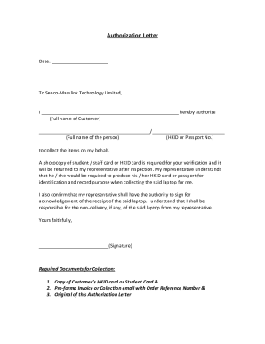 Fillable Online Authorization Letter - Senco-Masslink e-shop Fax Email ...