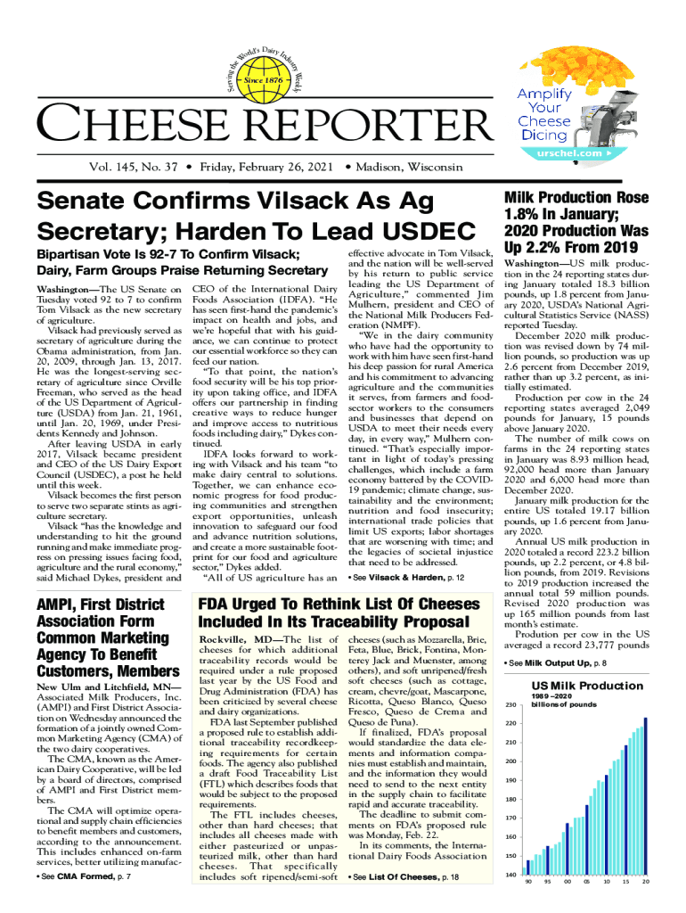 Fillable Online U.S. Senate confirms Vilsack for a second stint as secretary ... Fax Email Print ...