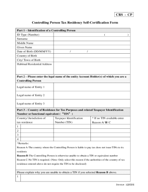 Fillable Online CP Controlling Person Tax Residency Self-Certification ...