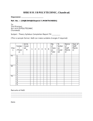 Syllabus Completion Report Doc Template | pdfFiller