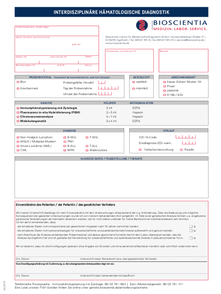 Ausfüllbar Online Declaration of Informed Consent for Genetic ...
