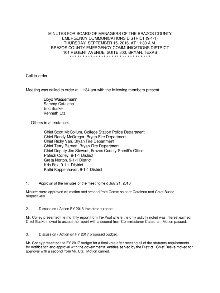 Fillable Online BC911 : Brazos County Emergency Communications District ...