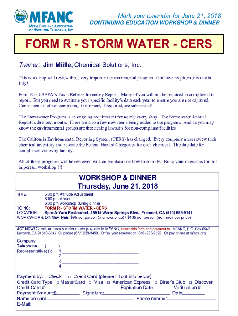 Fillable Online FORM R - STORM WATER - CERS Fax Email Print - pdfFiller