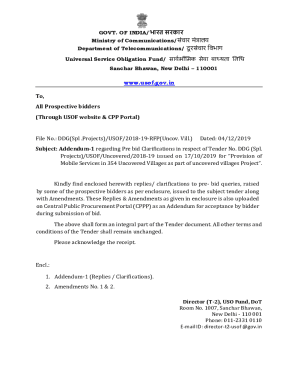 Fillable Online usof gov GOVT. OF INDIA Ministry of Communications ...