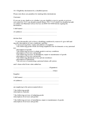 Fillable Online Disability VAT Exemption Declaration Form Fax Email ...