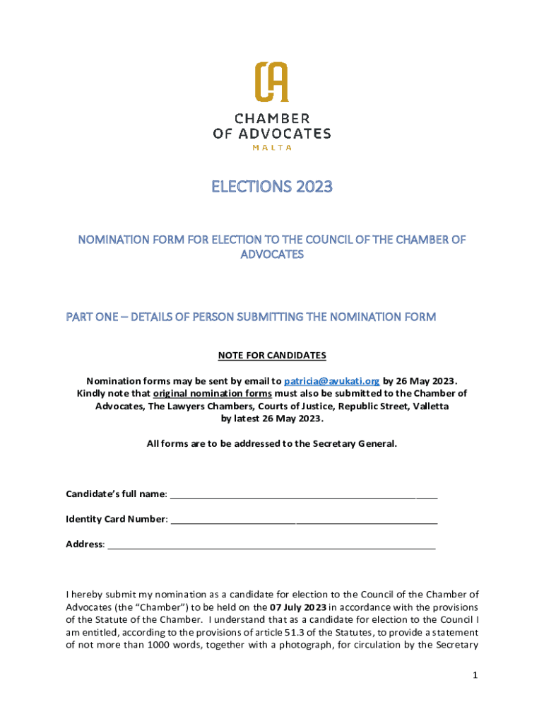 Fillable Online ELECTION-2023-NOMINATION-DECLARATION-FORMS- ... Fax ...