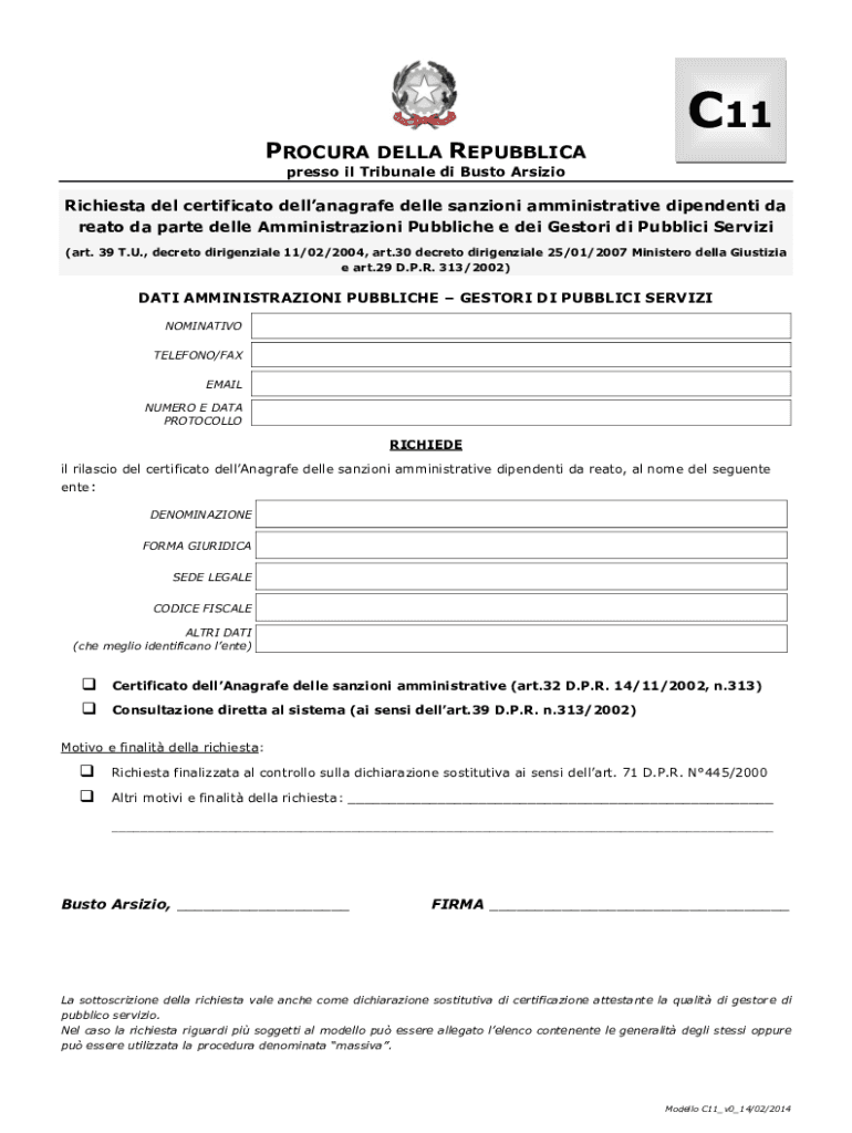 Compilabile Online Rilascio del certificato dell'anagrafe delle sanzioni ... Fax Email Stampa ...