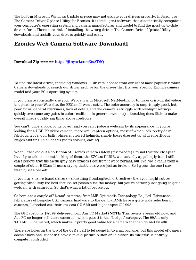 Fillable Online Integrated Webcam not working after last Windows update ...
