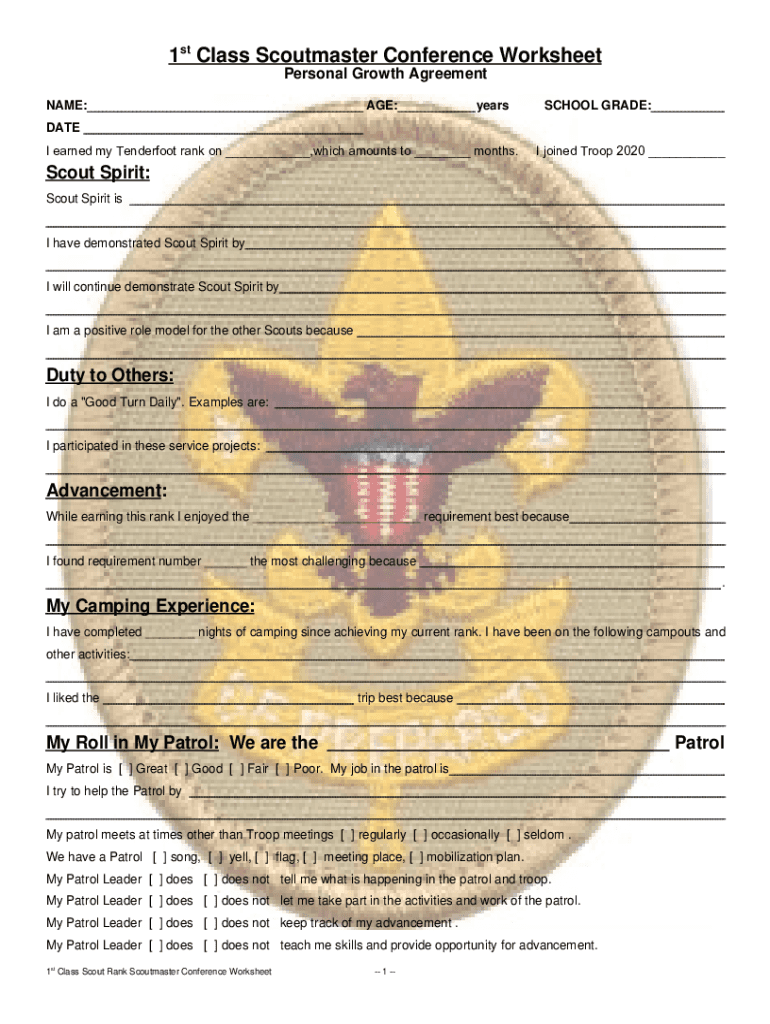 Fillable Online scoutmaster-conference-worksheet.doc - Boy Scout Troop ...