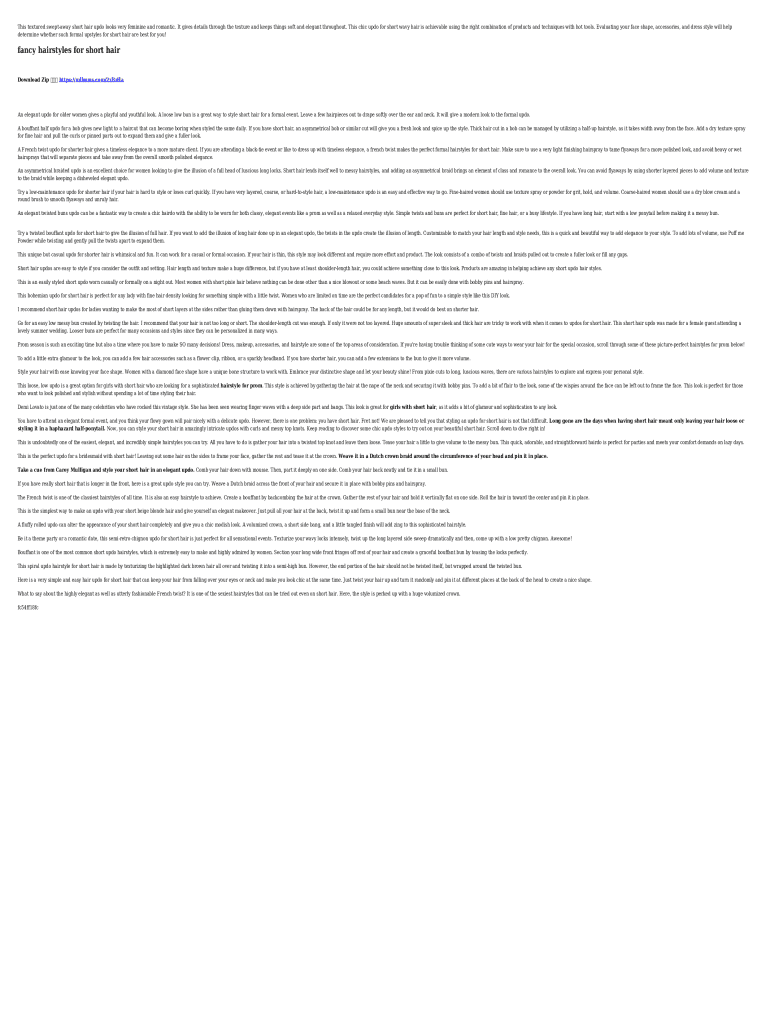 Fillable Online 32 Cute & Easy Updos for Short Hair for Special Occasions Fax Email Print ...