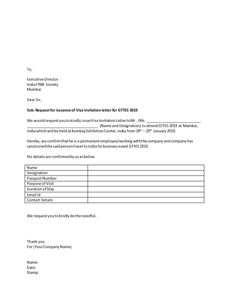 Fillable Online Sample business visa invitation letter for India Fax ...