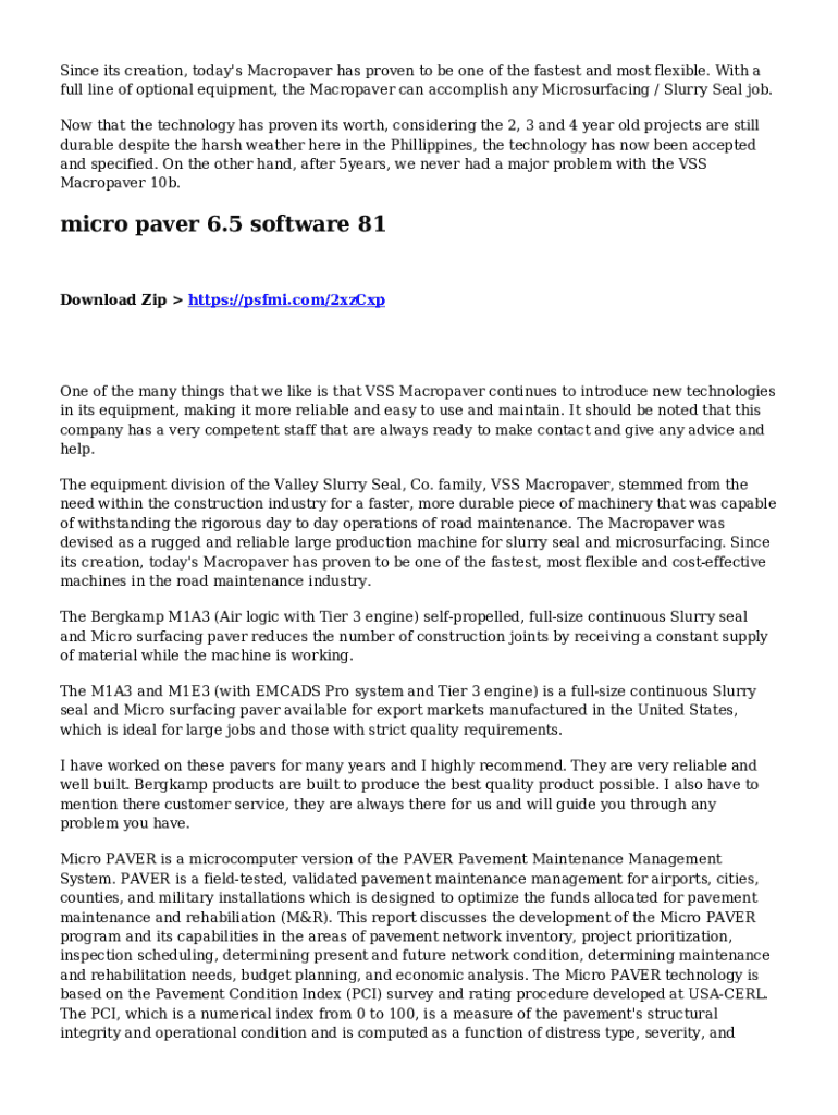 Fillable Online Micro Paver 65 Software 81: A Review of the Latest ...