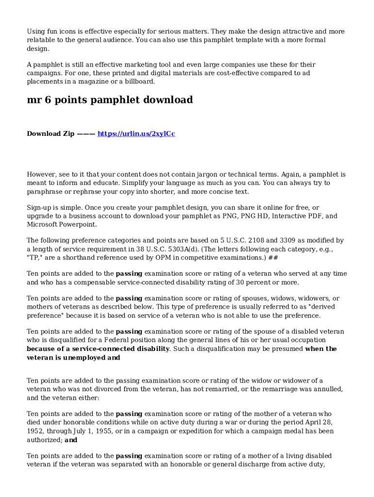 Fillable Online Mr 6 Points Pamphlet Download Fax Email Print - pdfFiller