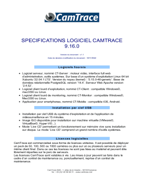 Remplissable En Ligne SPECIFICATIONS LOGICIEL CAMTRACE Fax Email ...