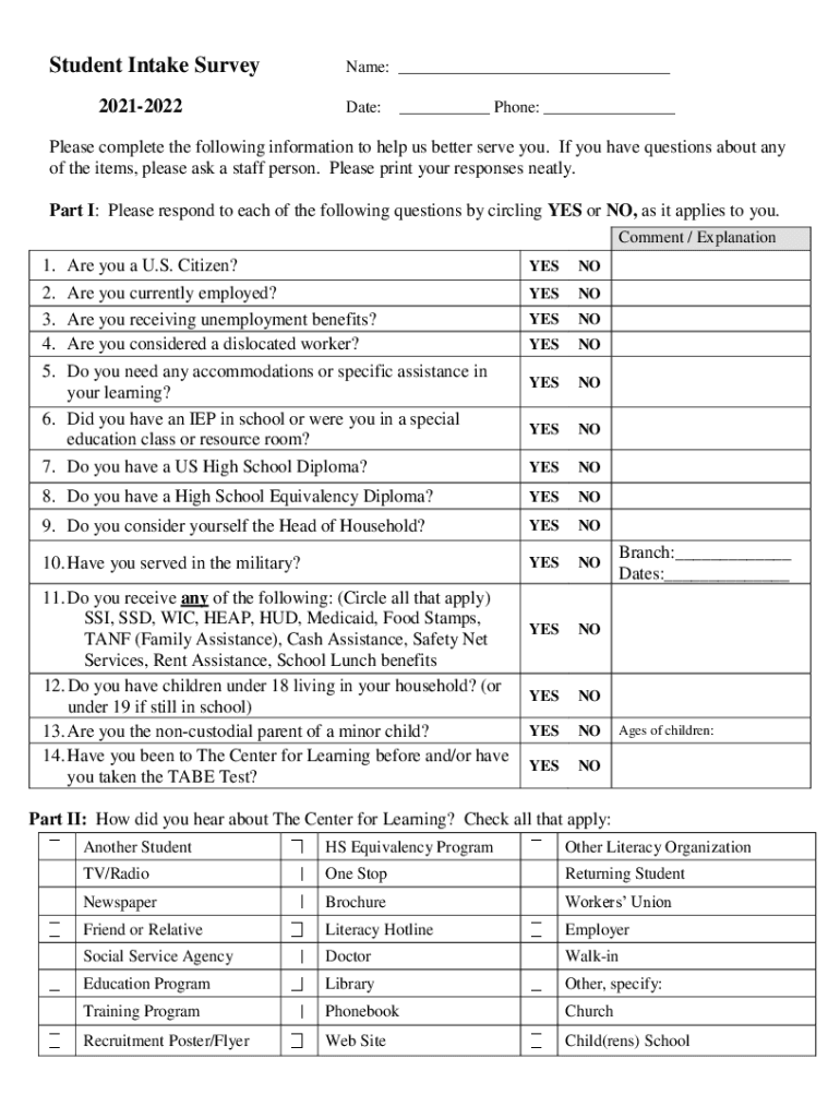 Fillable Online Sample Multilingual Newcomer Intake Interview Form Fax ...